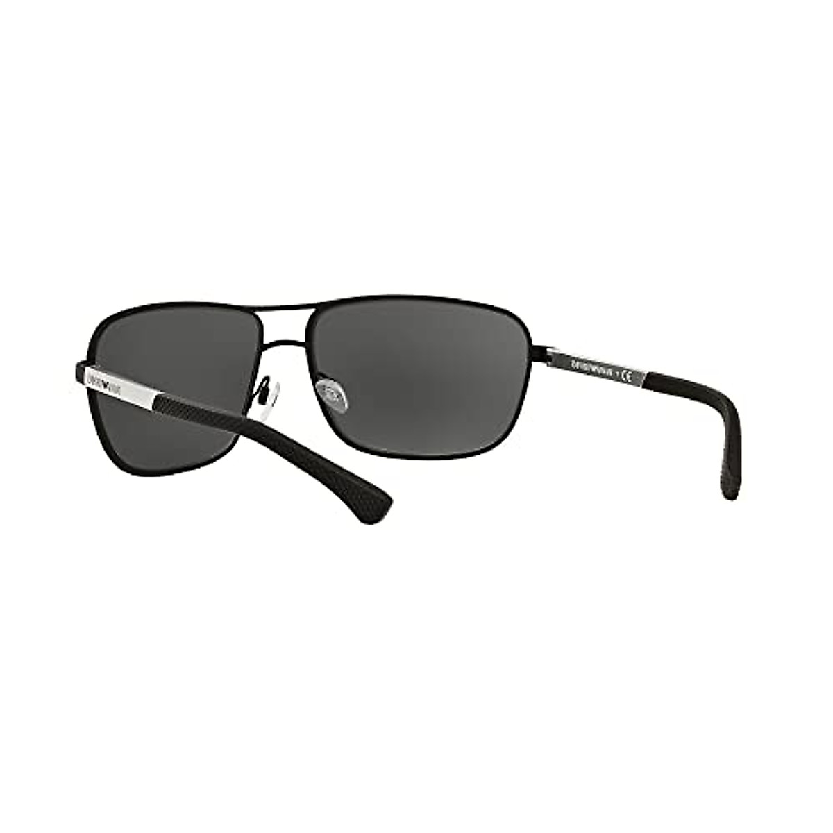 Emporio Armani Men's EA2033 Rectangular Sunglasses, Rubber Black/Grey, 64 mm