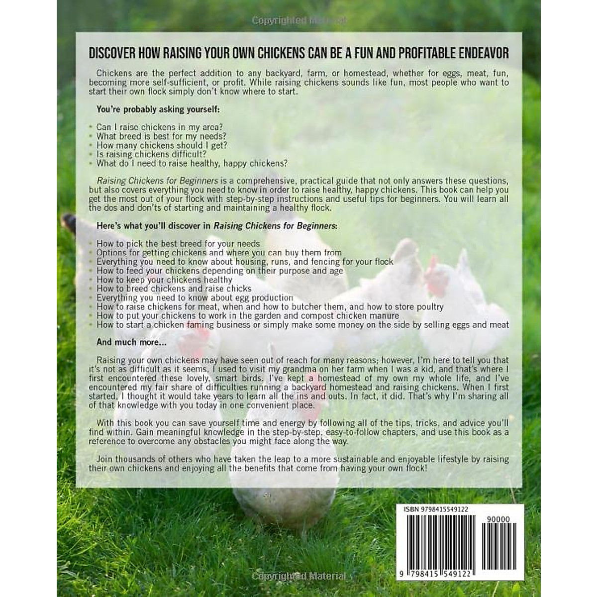 Raising Chickens for Beginners: The Complete Guide to Breeds, Housing, Facilities, Feeding, Health Care, Breeding, Eggs, and Meat