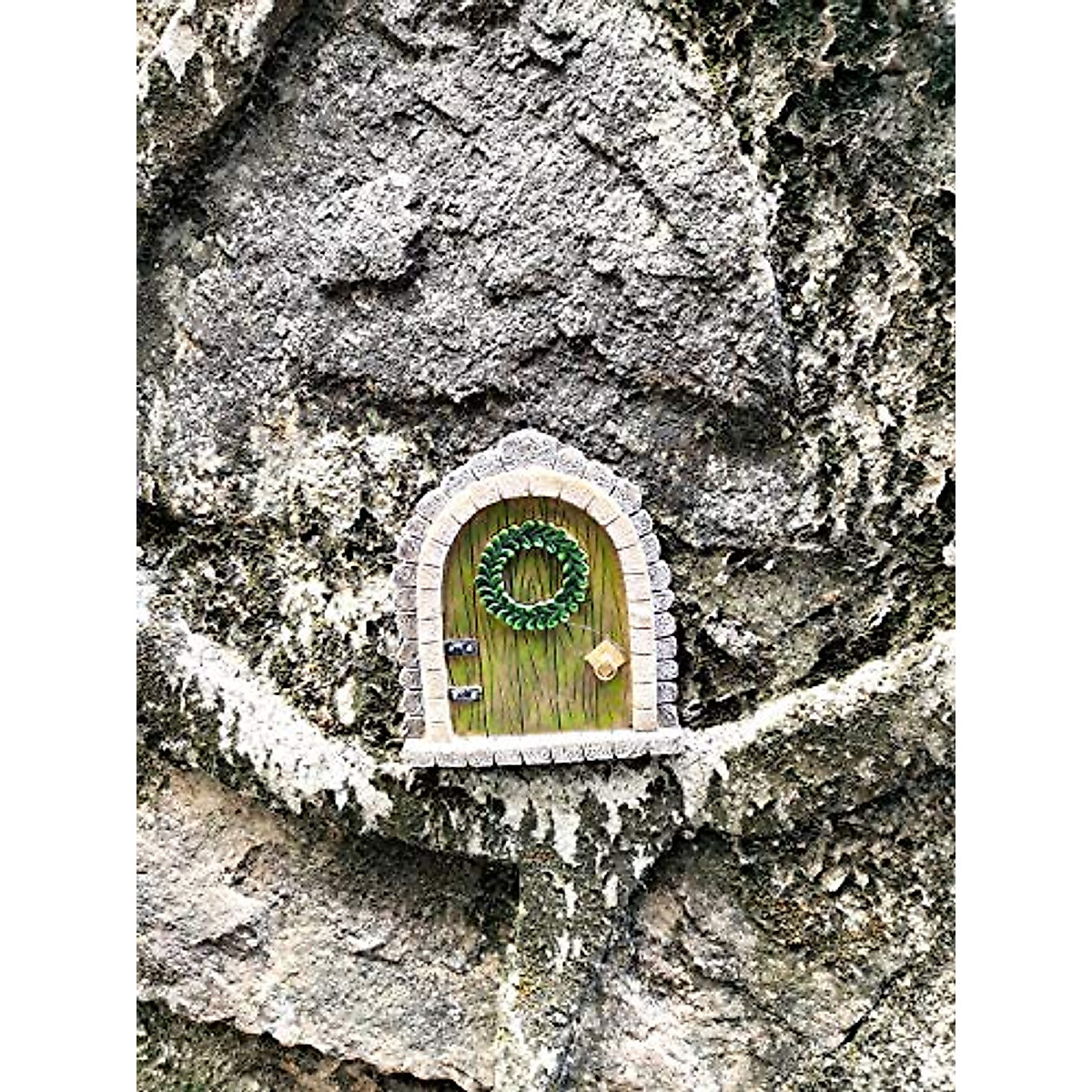 MUAMAX Fairy Garden Door Accessories Miniature Fairy Doors Wall Indoor/Outdoor Mystical Door for Tree Trunk (Brown)