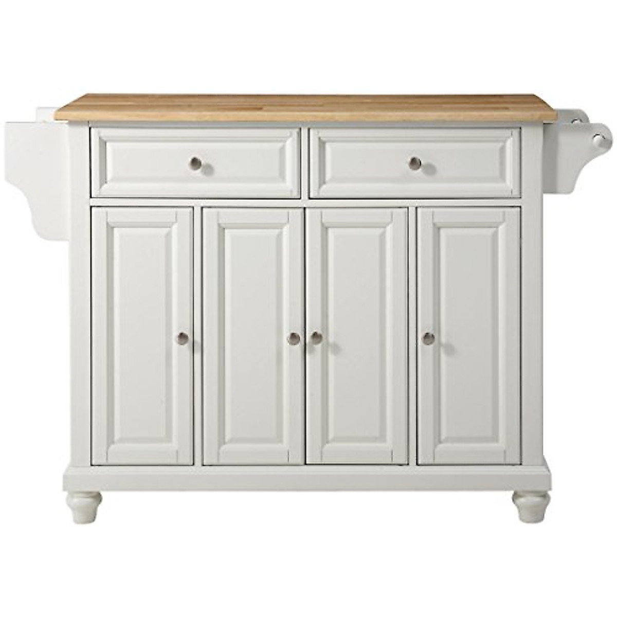 Crosley Furniture Cambridge Kitchen Island with Natural Wood Top - White