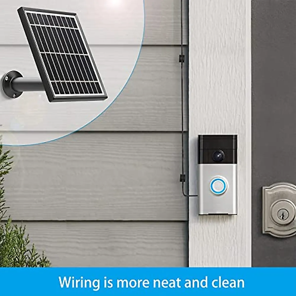 eoklmesl 3.5W Solar Panel Compatible with Doorbell 1(720P)/Video Doorbell (2nd Generation - 2020 Release), Allowing for Continuous Charging. Includes Secure Wall Mount and 5.0m/16ft Power Cable.