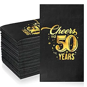 200 Pcs 50th Birthday Guest Napkins Cheers to 50 Years Napkins Happy Foil 50th Birthday Decorations Women Men Paper Napkins Black Gold Luncheon Napkins 2 Ply for Anniversary Wedding Party Supplies