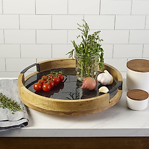 Gourmet Basics by Mikasa Lazy Susan Serving Tray, 14 Inch, Black Marble