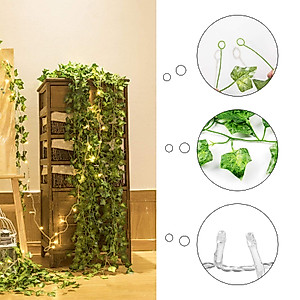 COOLUCK 84Ft 12 Pack Artificial Ivy Leaf Plants Vine with 80 LED String Light,Green Vines Garland, Hanging for Home Kitchen Office Wedding Wall Décor
