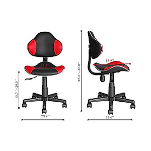 Home Office Low Back Computer Executive Chair by JJS, Ergonomic Mesh Chair with Extra Large Base and Pads, Black/Red