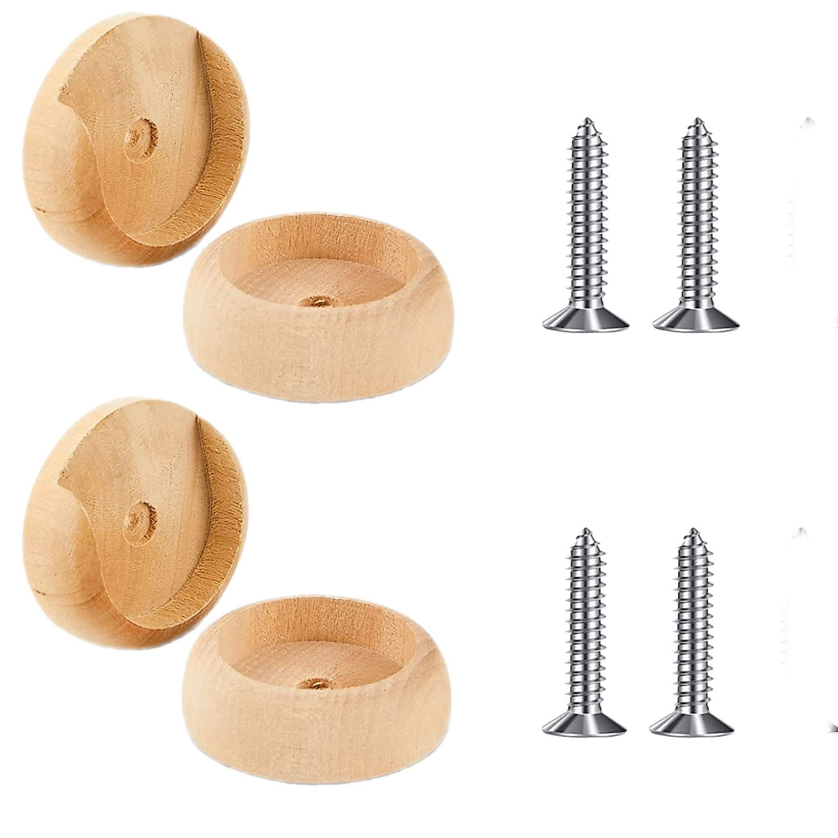 2 Complete Set Wooden Closet Pole Sockets and Screws Closet Pole Rod Holders Organization Coat Curtain Accept Standard 1-3/8" Pole Universal Design Solid Wood