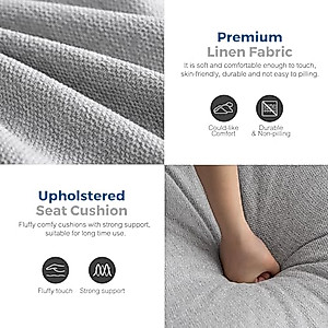 ELUCHANG Oversized Accent Chair, Linen Fabric Mid Century Modern Chair with Solid Wood Frame & Soft Cushion, Comfy Upholstered Armchair Reading Chairs for Living Room, Small Spaces, Light Gray, 2PCS