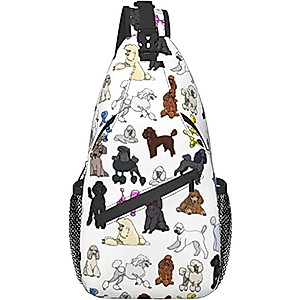 Sling Backpack Fashion Crossbody Shoulder Bags-Poodles White Chest Bag Casual Daypack for Men Women