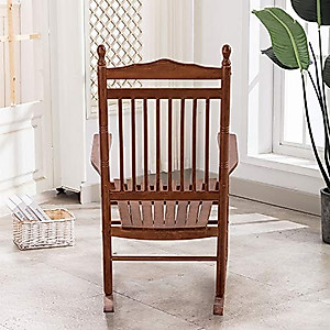 BplusZ Wooden Rocking Chair Outdoor Patio Porch Rocker Furniture Bedroom Living Room Indoor Adults Brown