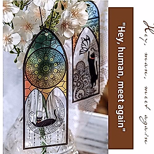 WAGA 6Pcs Retro Bookmarks PET Cute Black Cat Daily Series Reading Book Mark Page Stationery Kawaii Clips Markers Page Hand Account