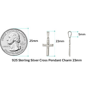 Solid 925 Sterling Silver Diamond-Cut Cross Pendant Charm Small - 23mm x 13mm - Jewelry Gifts For Women Wife Mom Gifts For Men Husband Dad