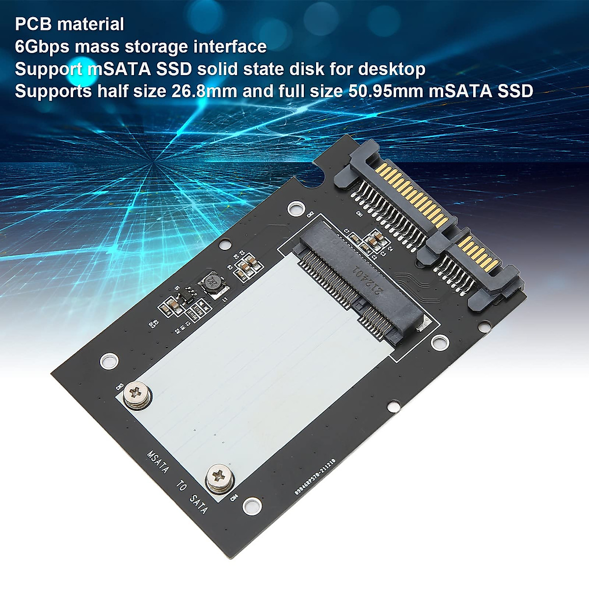 Msata to SATA III Adapter, Support Half Size 26.8MM and Full Size 50.95MM MSata SSD, 6Gbps Speed, PCB Material Support MSata SSD Solid State Disk for Desktop Use