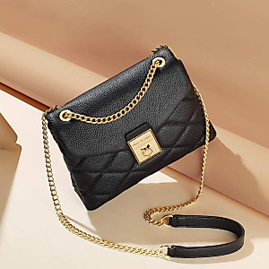 Leather Crossbody Bags for Women, Ladies Top-handle Bags with Shoulder Strap (black)