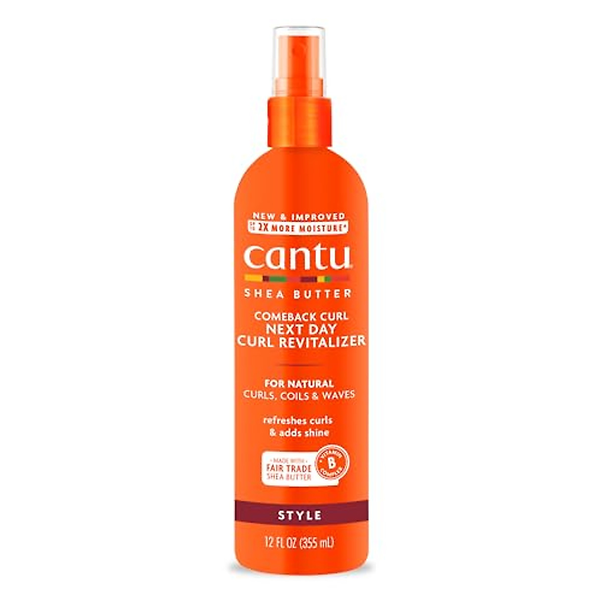 Cantu Comeback Curl Next Day Curl Revitalizer Mist with Shea Butter for Natural Hair, 12 fl oz (Packaging May Vary)