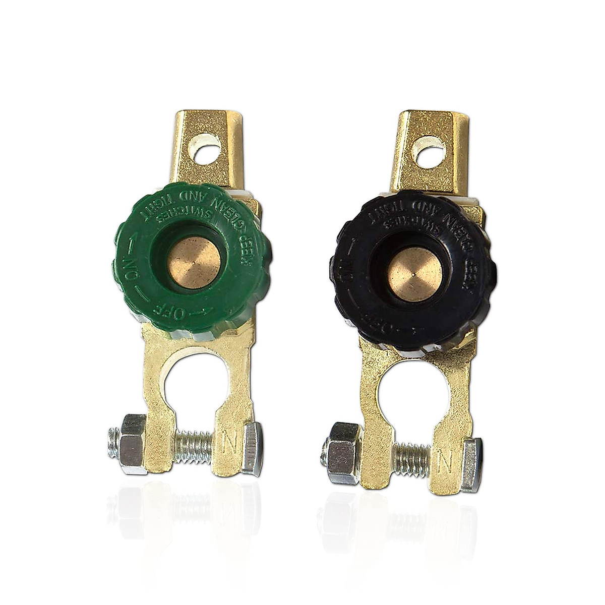 cueclue Pack-2 Cable Cut Off Switch, Copper Cable Terminal Link Quick Switch, Cable Disconnect Switch for Most Cars Boats Trucks (Gold)