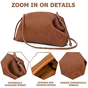 KingTo Clutch Crossbody Purse for Women Soft Cloud Bag Fashion Dumpling Shoulder Handbag Ruched Pouch Bag