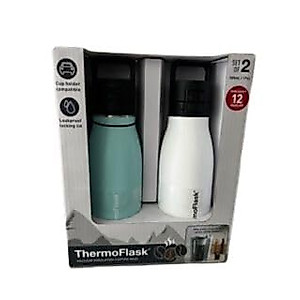 ThermoFlask Travel 17oz Vacuum Insulated FlipLock Mugs - 2pack- Grey and Onyx