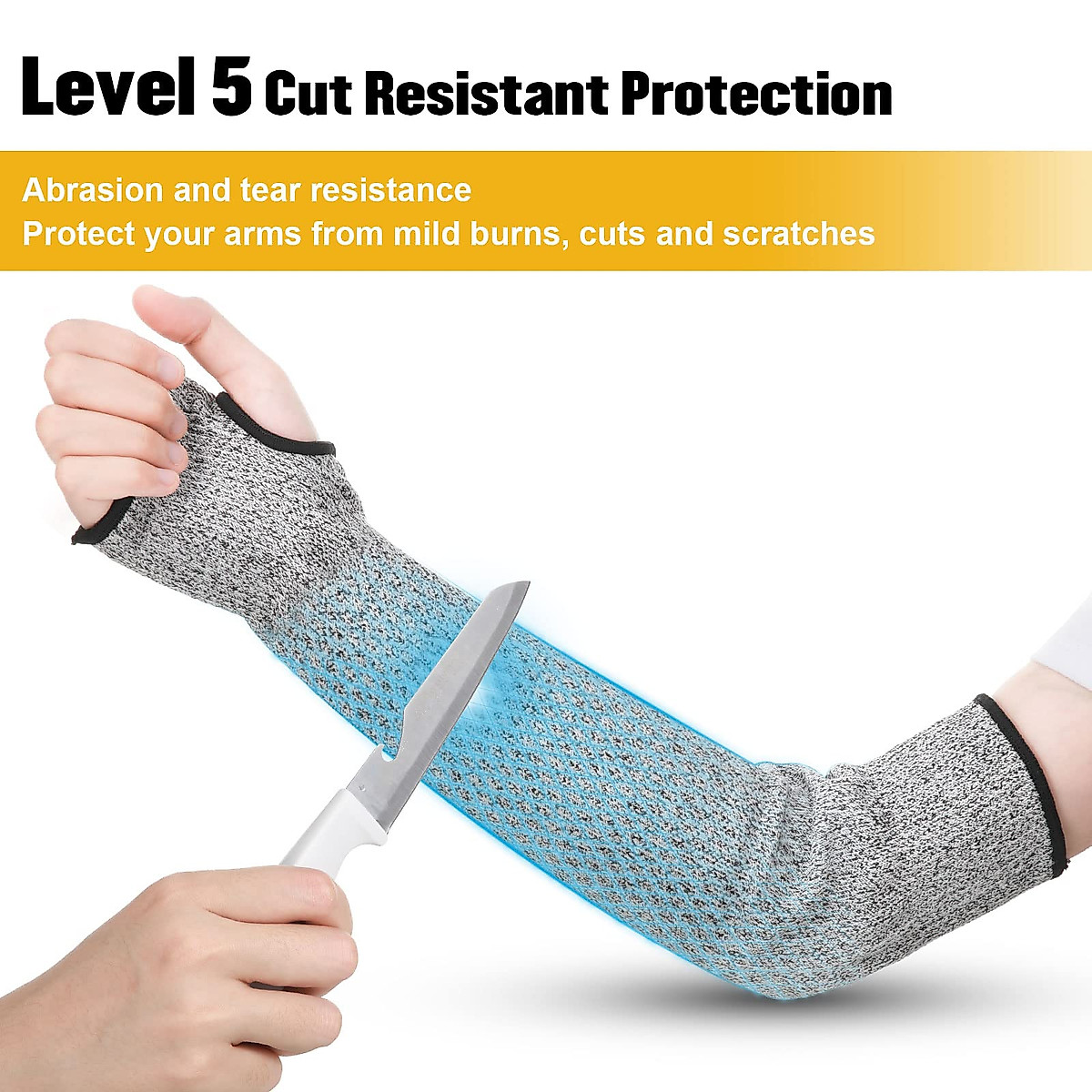Chuarry 4 Pairs Cut Resistant Sleeves Thin Arm Protectors Arm Guard for Thin Skin and Bruising Sleeves for Men Women(Black, Gray)