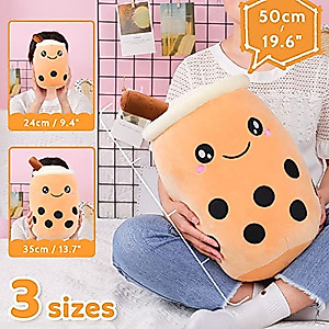 AIXINI 19.6 inch Boba Plush Stuffed Bubble Tea Plushie Cartoon Milk Tea Cup Pillow Big, Soft Kawaii Pillow