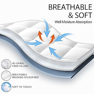 Twin XL Mattress Pad Quilted Fitted Mattress Cover Pillow Top Mattress Topper Breathable Mattress Protector with 8-21 Inch Deep Pocket