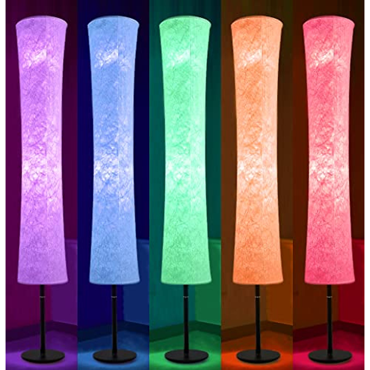 BLUEYE Floor Lamp,RGBCW 2700K-6500K,APP & Remote&Smart Voice Control, 2 X 60W Equivalent, No Hub Required,Compatible with Alexa Google Assistant, 60'' Standing Lamp for Bedroom, Similar Fabric