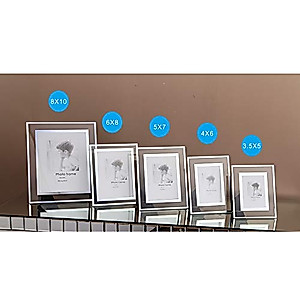 Cq acrylic 6x8 Glass Picture Frame,Silver Mirrored for Photo Display Stand on Tabletop,Pack of 2