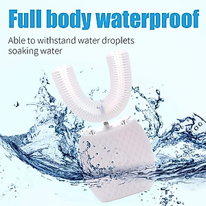 Ultrasonic Automatic Toothbrush u Shaped Toothbrush Whole Mouth Toothbrush Toothbrush for Adults 360°Electric Toothbrush 30'' Automatic Timer Washable Travel Home Dual-use (White)