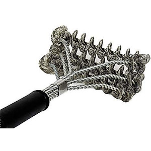 Grill Brush Bristle Free for Safe Cleaning | Grill Cleaner Brush for Gas/Porcelain/Charbroil Grates | Rust-Free Stainless Steel BBQ Brush for Grill Cleaning 17" | BBQ Grill Accessories Gifts for Men
