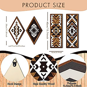 Tatuo 6 Pcs Farmhouse Home Wall Decor Western Snake Wall Decor Witchy Wooden Decor Witchy Wall Decor Altar Decor for Bedroom Living Room Bathroom Apartment (Rhombus, Rectangular Geometric)