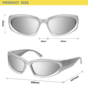 mosanana Y2k Wrap Around Polarized Sunglasses for Women Men Trendy Swift Oval Futuristic Sun Glassess Retro 2000s Cyber Aesthetic Sport Shades MS52345