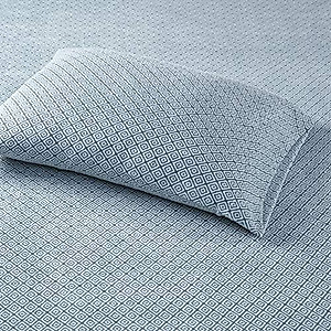 Sleep Philosophy True North Micro Fleece Bed Sheet Set, Warm, Sheets with 14" Deep Pocket, for Cold Season Cozy Sheet-Set, Matching Pillow Case, Twin, Blue Diamond, 3 Piece
