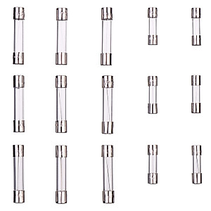 HUAREW 15 Values 150 Pcs Fast Blow Glass Fuses 250V Volt 5x20 mm 0.5 1 2 3 5 10 A 6x30 mm 1 2 3 5 7 8 10 15 20 A amp Assortment Kit