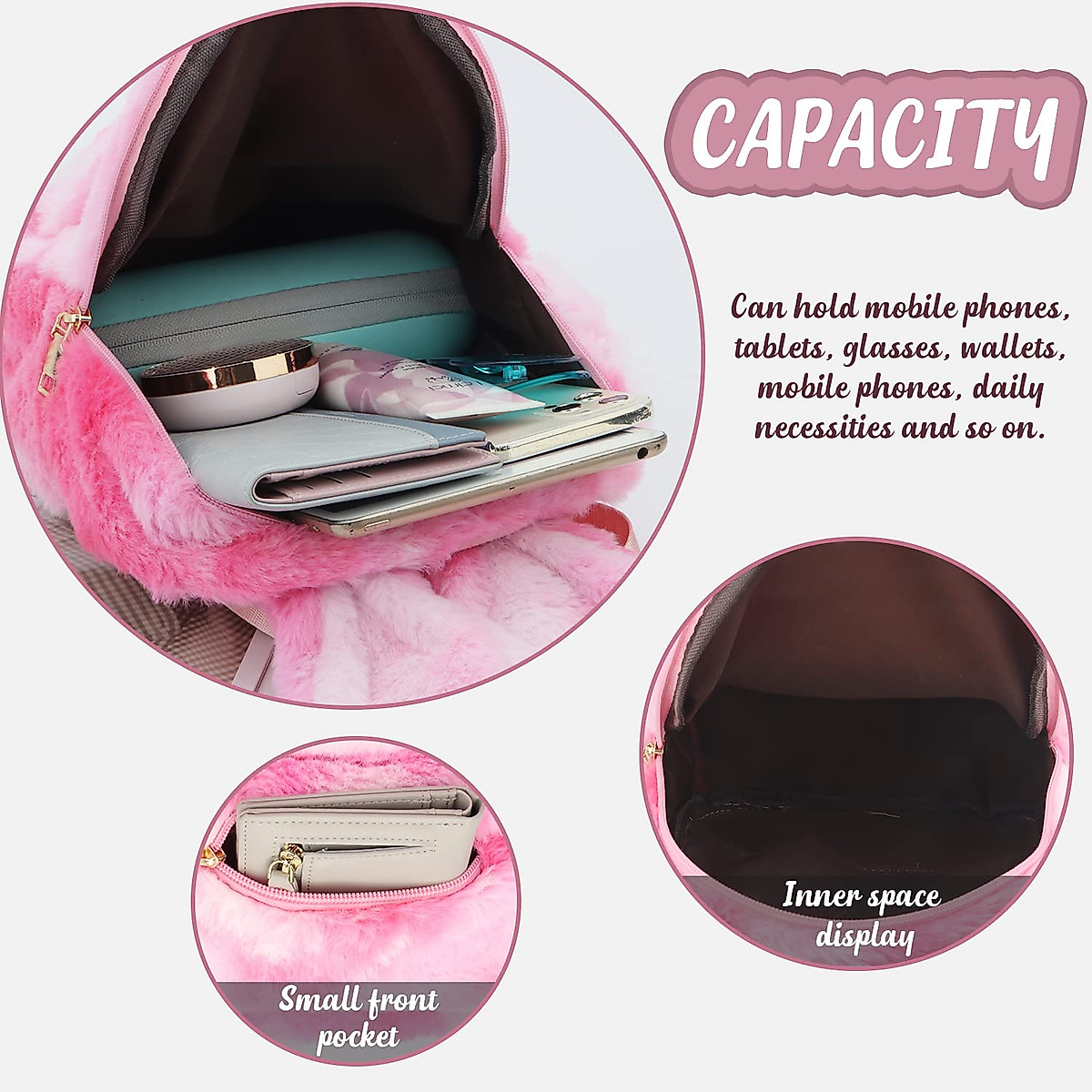 Lanpet Cute Bunny Backpacks for Women Rabbit Ears Backpack Fluffy Shoulder Bag Satchel