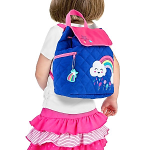 Stephen Joseph Quilted Rainbow Backpack for Girls with Coloring Activity Book