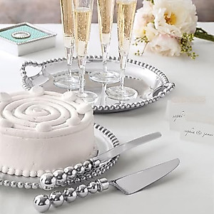 Mariposa Pearled Cake Server Set, One Size, Silver