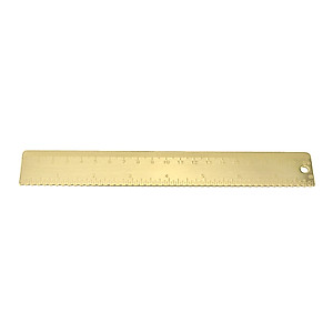 HEVSTIL 20CM Brass Ruler,Thicken Copper Ruler Straight Brass Ruler Copper Straight Ruler Wave Edge Math Ruler for Line Drawing,Gold
