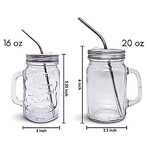 Home Suave 20oz Mason Jar Mug with Handle, Regular Mouth, Lid with Reusable Stainless Steel Straw, Rose Gold, Kitchen GLASS 20 oz Jars, Dishwasher Safe