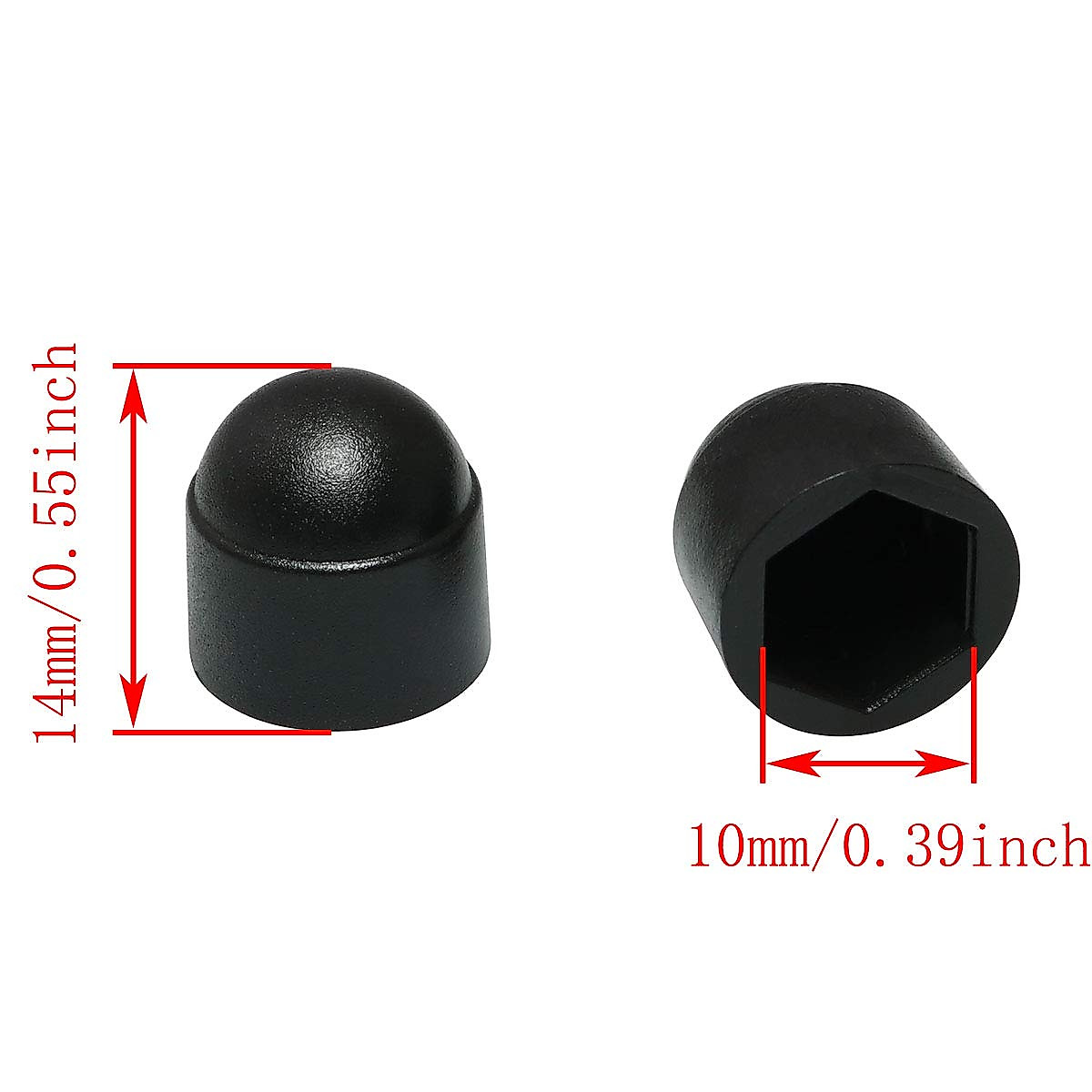 PSCCO 30Pcs Black Hexagon Socket Nut Protection Cap M6-10