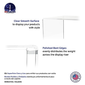 Marketing Holders 4 Pack Clear Acrylic Riser Stand 7" POP Display Retail Products Bench Plexiglass Merchandising One Piece See Through Podium Showcase Counter or Tabletop Decor Platform