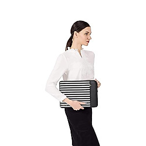 MOSISO Laptop Sleeve Compatible with MacBook Air/Pro, 13-13.3 inch Notebook, Compatible with MacBook Pro 14 inch 2023-2021 A2779 M2 A2442 M1, Horizontal Stripe PU Leather Bag with Small Purse, Black