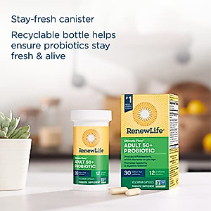 Renew Life Adult Probiotics 50+, 30 Billion CFU Guaranteed, Probiotic Supplement for Digestive & Immune Health, Shelf Stable, Gluten Free, Extra Care, For Men & Women, 60 Capsules
