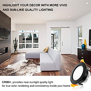 YGS-Tech 2 Inch LED Recessed Lighting Dimmable Downlight, 3W(35W Halogen Equivalent), 4000K Natural White, CRI80, Black Trim, LED Ceiling Light with LED Driver (4 Pack)