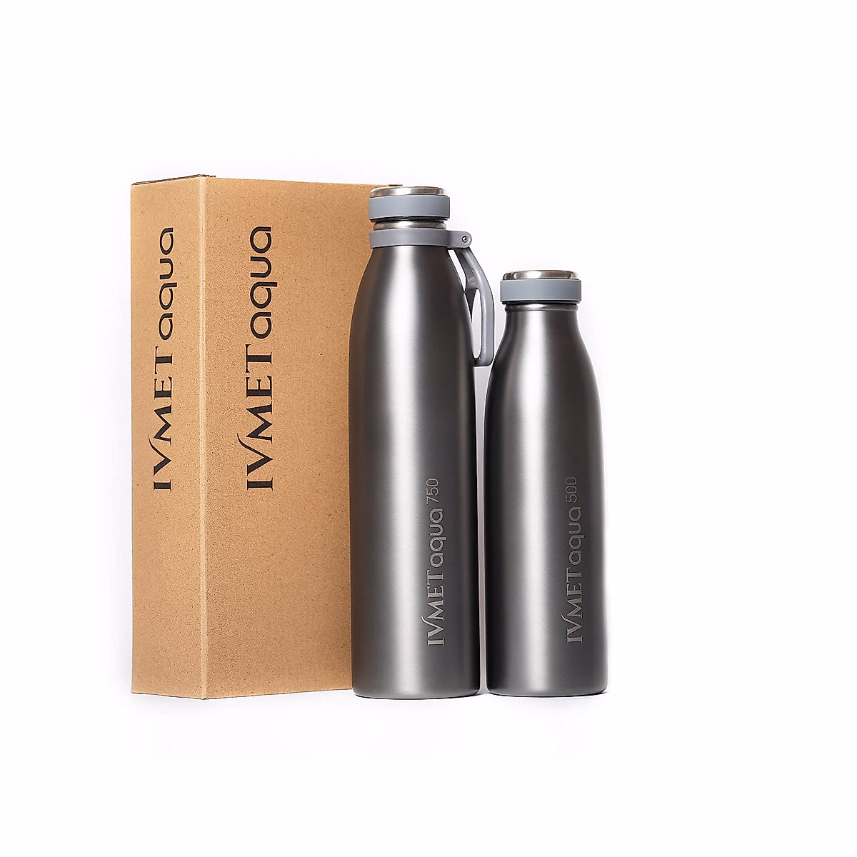 IVMET Aqua Stainless Steel Double Wall Vacuum Insulated Drinking Bottle Flask thermos Hydro Metal reusable Canteen for Sport Fitness Outdoor (Cool Grey, 25.3 Oz/750 ml)