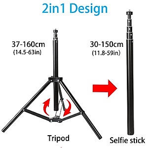 PellKing 2in1 Tripod Extension Rod 59in Adjustable Selfie Stick with Phone Clip for DJI OM4 SE 5/Osmo Mobile 6 3 2/Feiyu Zhiyun and More Hand Held Gimbal Stabilizer Accessories