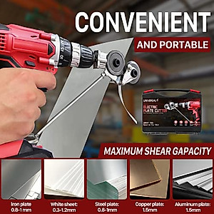 New Upgrade Electric Drill Plate Cutter, Universal Metal Nibbler Drill Attachment with Adapter, Portable DIY Metal Nibbler Drill Cutter Head Tool Set with Carry Case, Cutting Metal Plates Fast