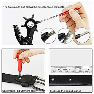 Leather Hole Punch,Belt Hole Puncher for Leather, Revolving Punch Plier Kit,Leather Punch Plier for Leather, Belts, Watches, Handbags, Leather Punch Tool for Belts Diameter : 4.5/4 /3.5/3/2.5/2mm.