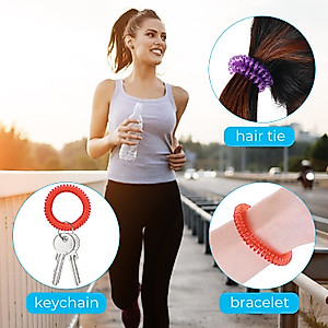 Yolev 6 Color Wrist Coil Keychain Plastic Coil Wristband Stretch Spring Spiral Coil Bracelets Key Chain Wrist Key Holder for Sauna Gym Pool ID Badge and Outdoor Sports