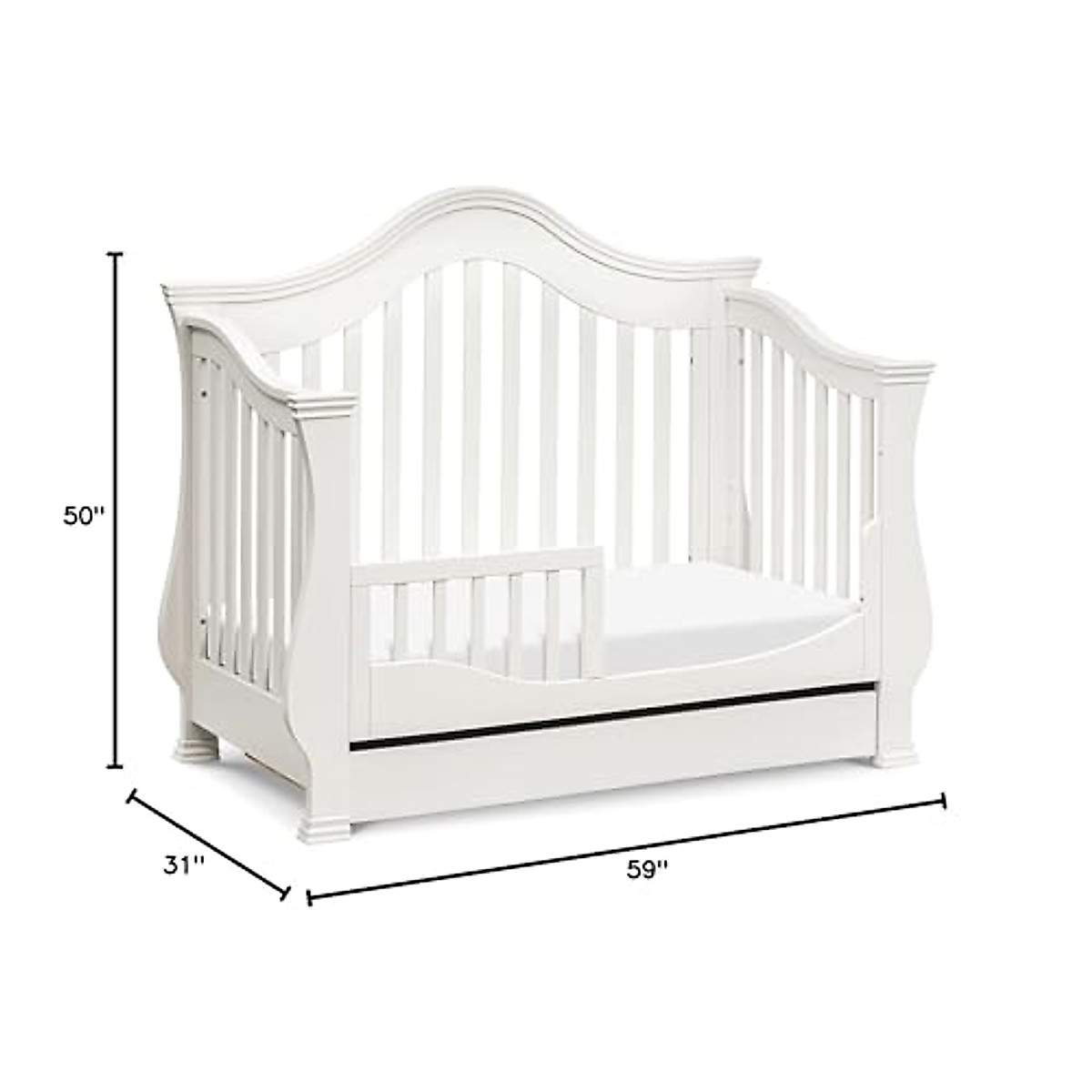 Davinci Ashbury 4-in-1 Convertible Crib with Toddler Bed Conversion Kit in Warm White, Greenguard Gold Certified
