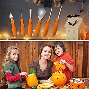 Yatashing Pumpkin Carving Kit Tools 12Pcs DIY Jack-O'-Lantern Professional Sturdy Stainless Steel Supplies Carving Stencils Zipper Bag for Adults & Kids and Halloween Decorations