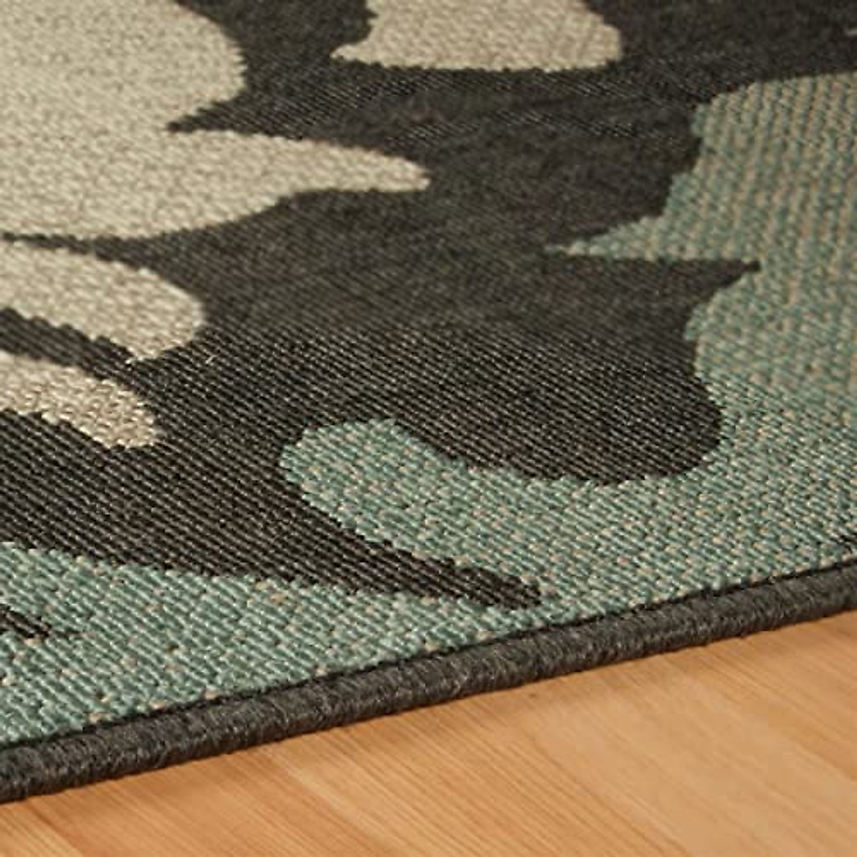 SUPERIOR Lowell Collection Indoor/Outdoor Damask Pattern Area Rug, Grey/Beige/Teal, 2' x 3'